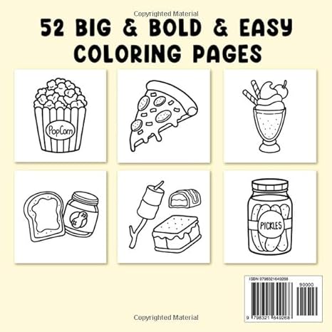 Food, Drink & Sweets Coloring Book – Relaxing Bold & Easy Designs