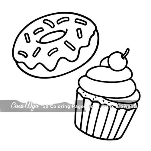 Food, Drink & Sweets Coloring Book – Relaxing Bold & Easy Designs