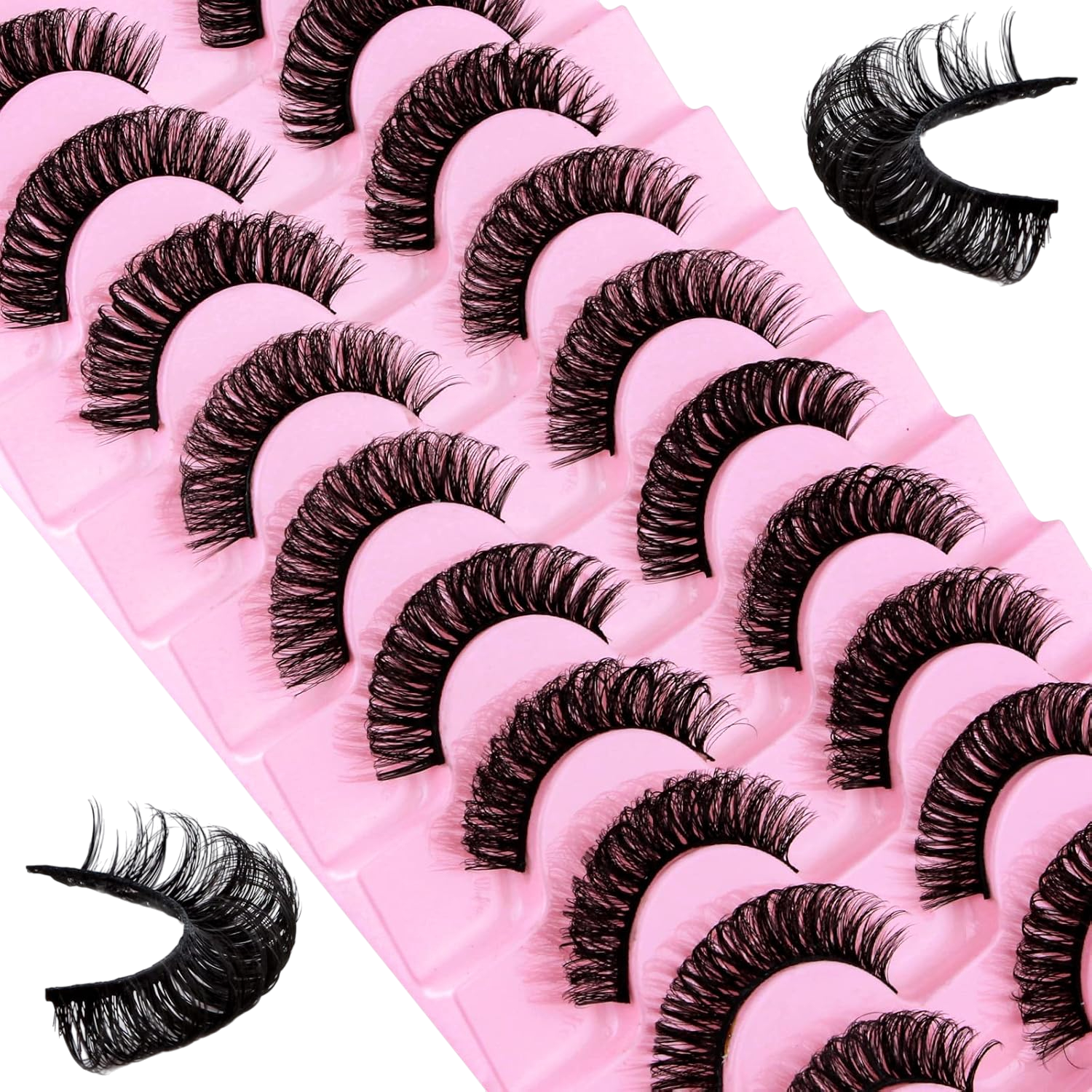 Russian Strip False Eyelashes D Curl Fluffy Wispy Faux Mink Lashes – 1